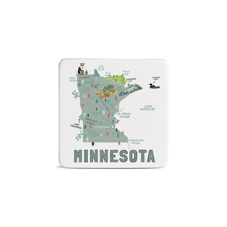 Minnesota State Map | Set of 4 Coasters — Compass Rose