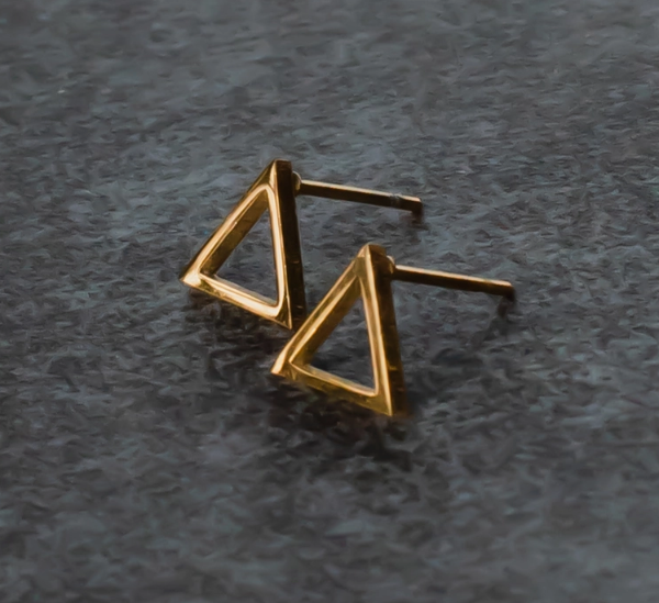 Gold Open Triangle Stud Earrings — Compass Rose