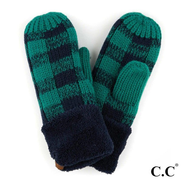 Lumberjack Navy/White Plaid Mittens | Compass Rose